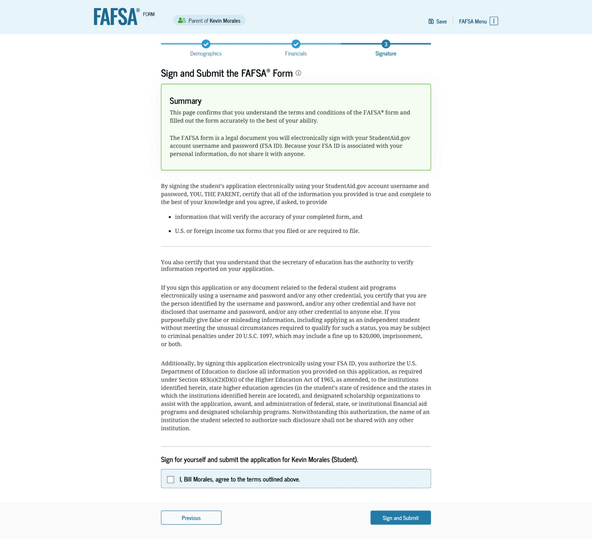 Completing the FAFSA® Form: Steps for Parents – Federal Student Aid
